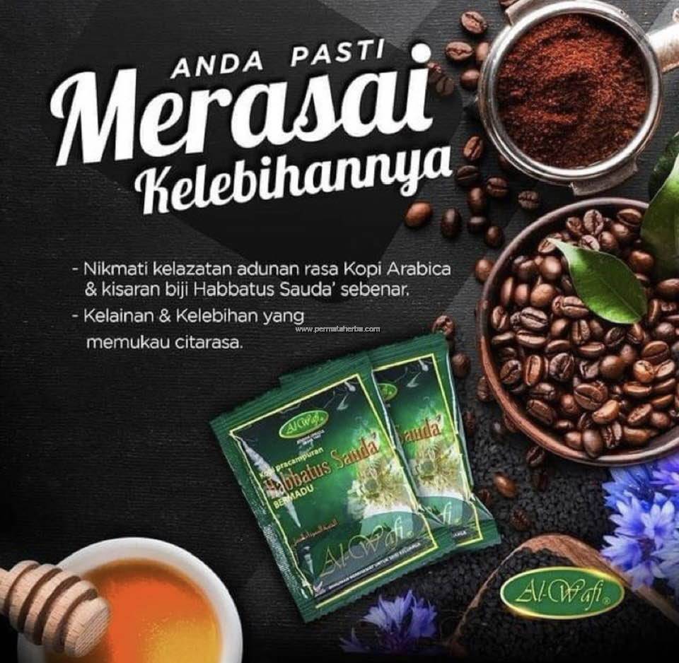 Al-Wafi Kopi Pracampuran Habbatus Sauda Bermadu | 20 Sachets