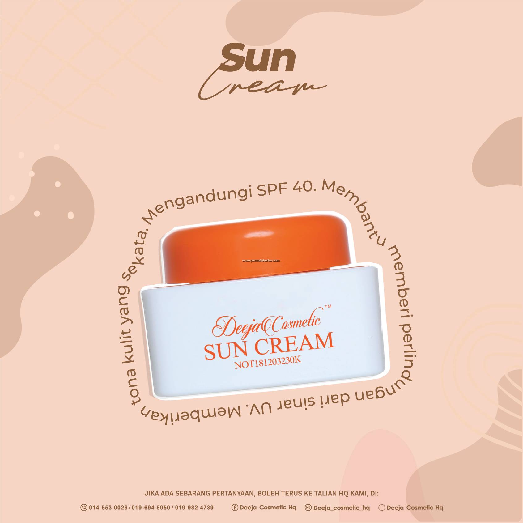 Deeja Cosmetic Sun Cream | 4gm