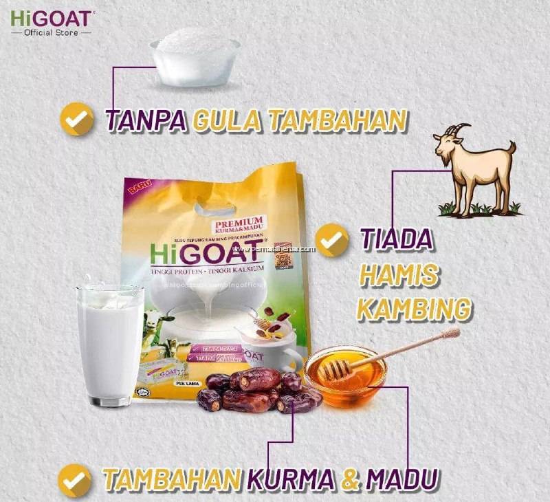 HiGOAT Susu Kambing Premium Kurma & Madu | 15 Sachets