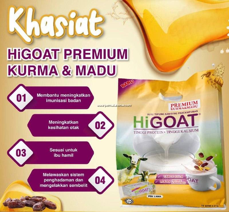 HiGOAT Susu Kambing Premium Kurma & Madu | 15 Sachets