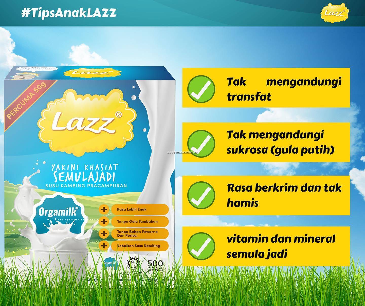 Lazz Susu Kambing Pracampuran (Lazz Asli) | 500gm