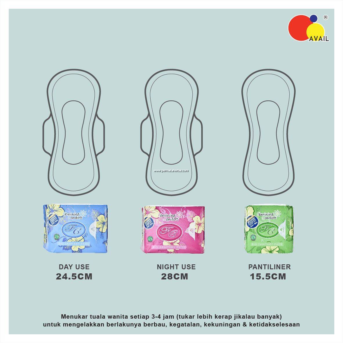 Avail Feminine Comfort Bio Sanitary Pads Pantyliner | 20 Packs