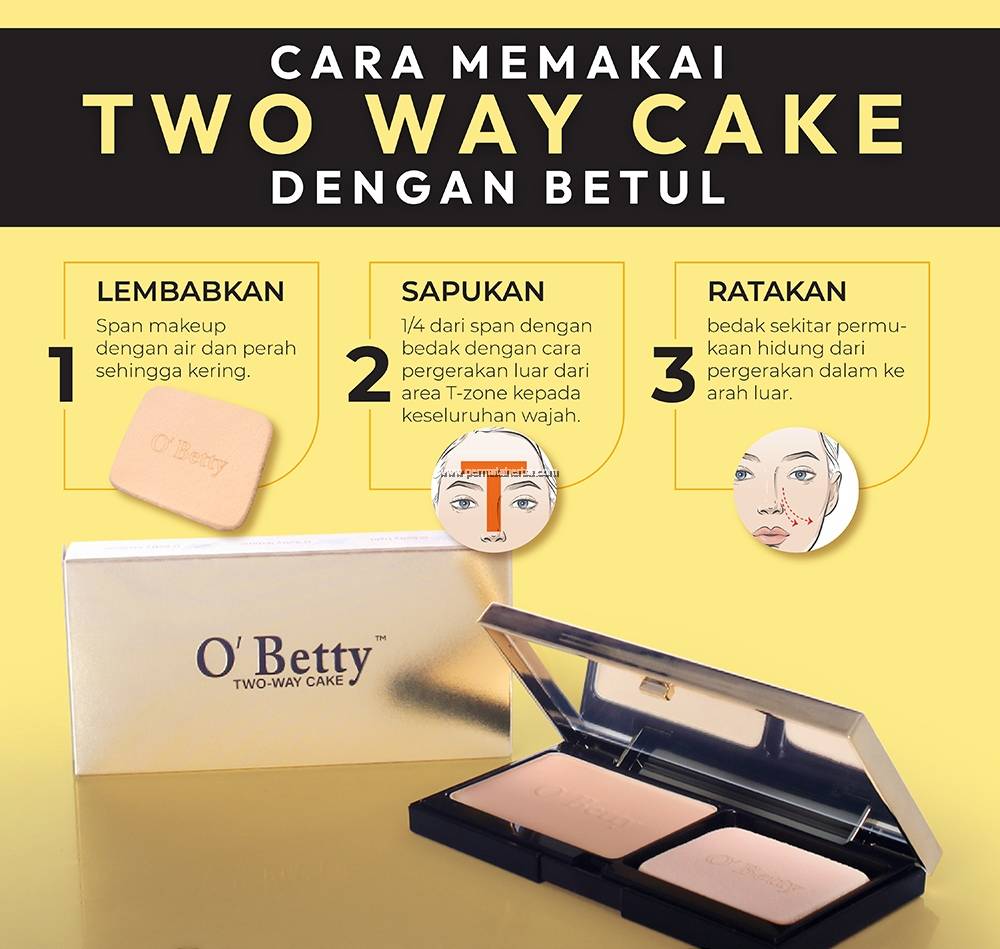 O'betty Two Way Cake Compact Powder | 3 Kod