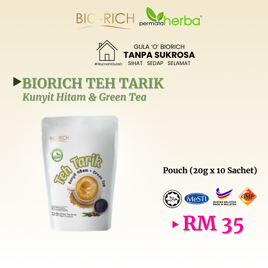 Biorich Teh Tarik Kunyit Hitam + Green Tea | 10 Sachets